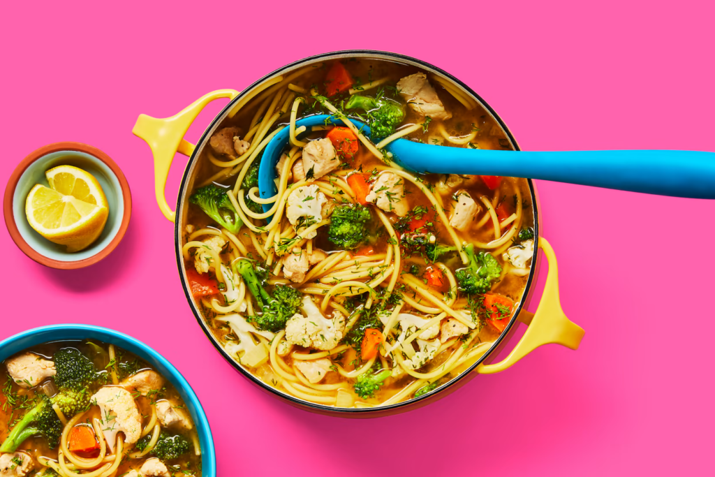 One-Pot Chicken Noodle Soup with Mixed Veggies, Lemon and Dill - Bermy ...